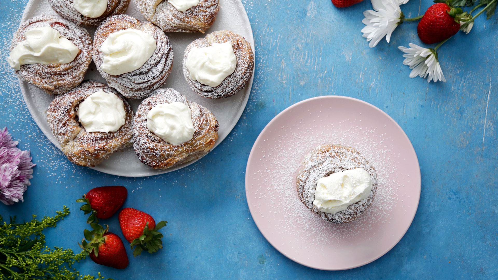 Strawberries and Cream Cruffins | Tastemade