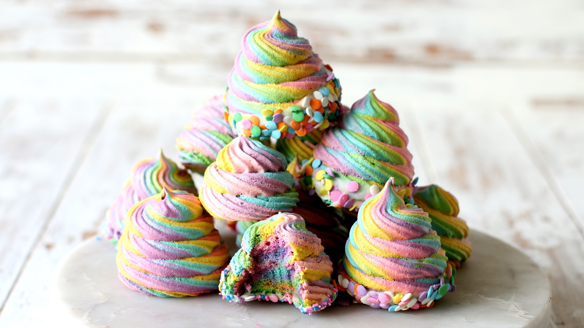 Rainbow Confetti Meringues | Tastemade