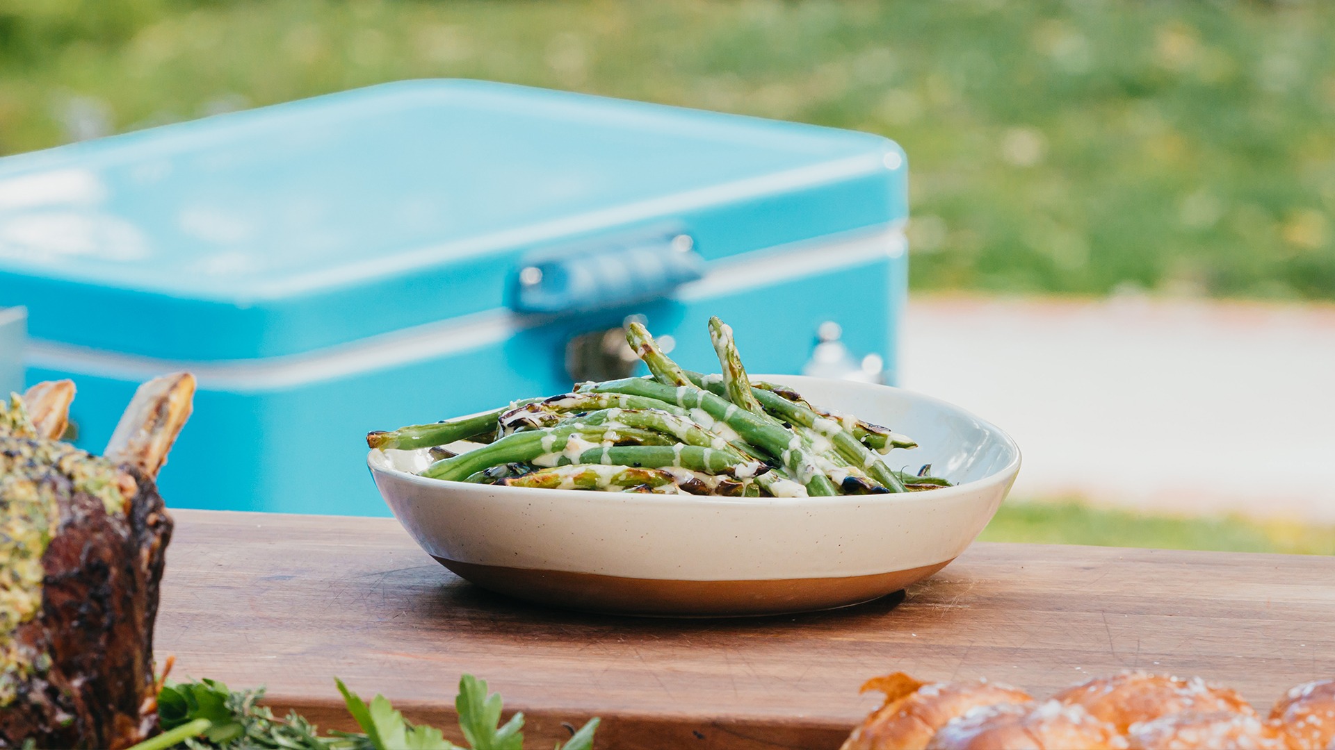 Charred Green Beans, Roasted Garlic Tahini, Chili Crisp | Tastemade