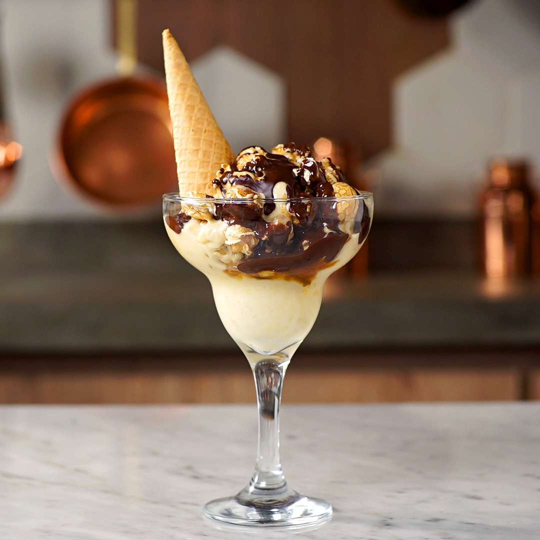 Popcorn And Caramel Sundae | Tastemade