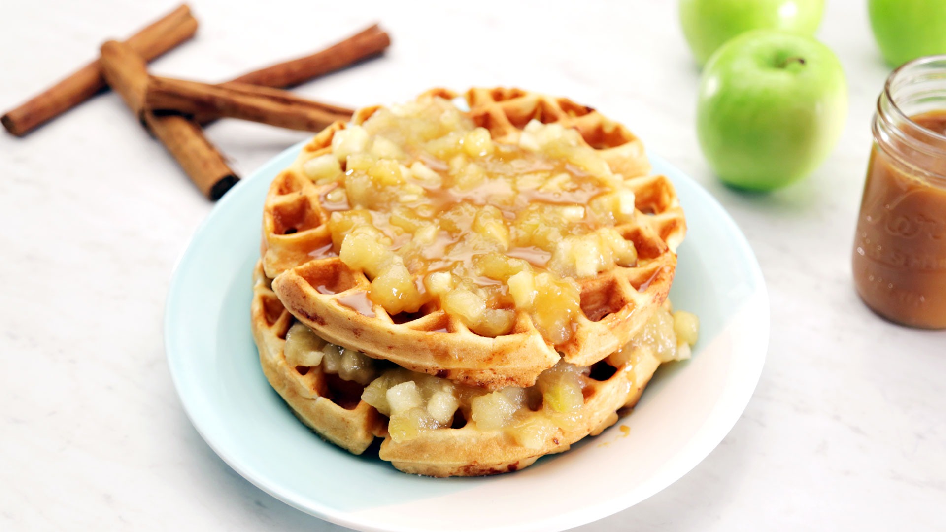 Caramel Waffle with Apple Compote | Tastemade