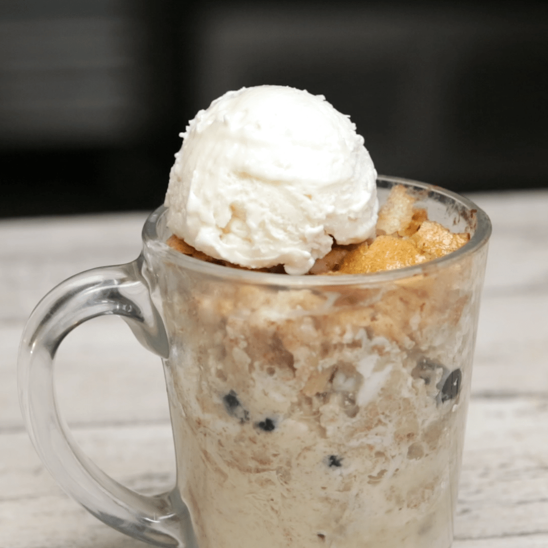 Blueberry Bread Pudding in a Mug | Tastemade