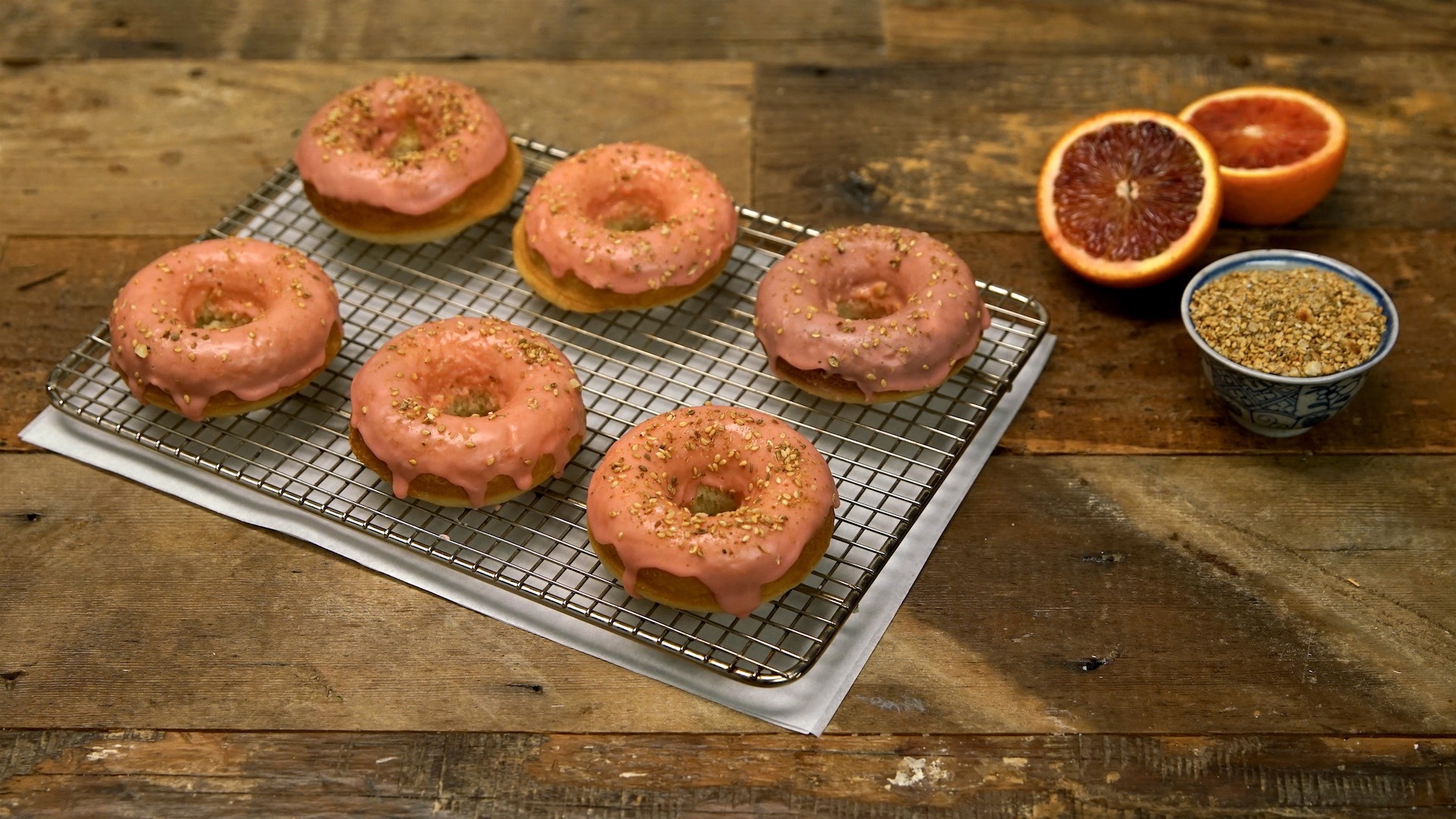 Dukkah Donuts With Blood Orange Glaze | Tastemade