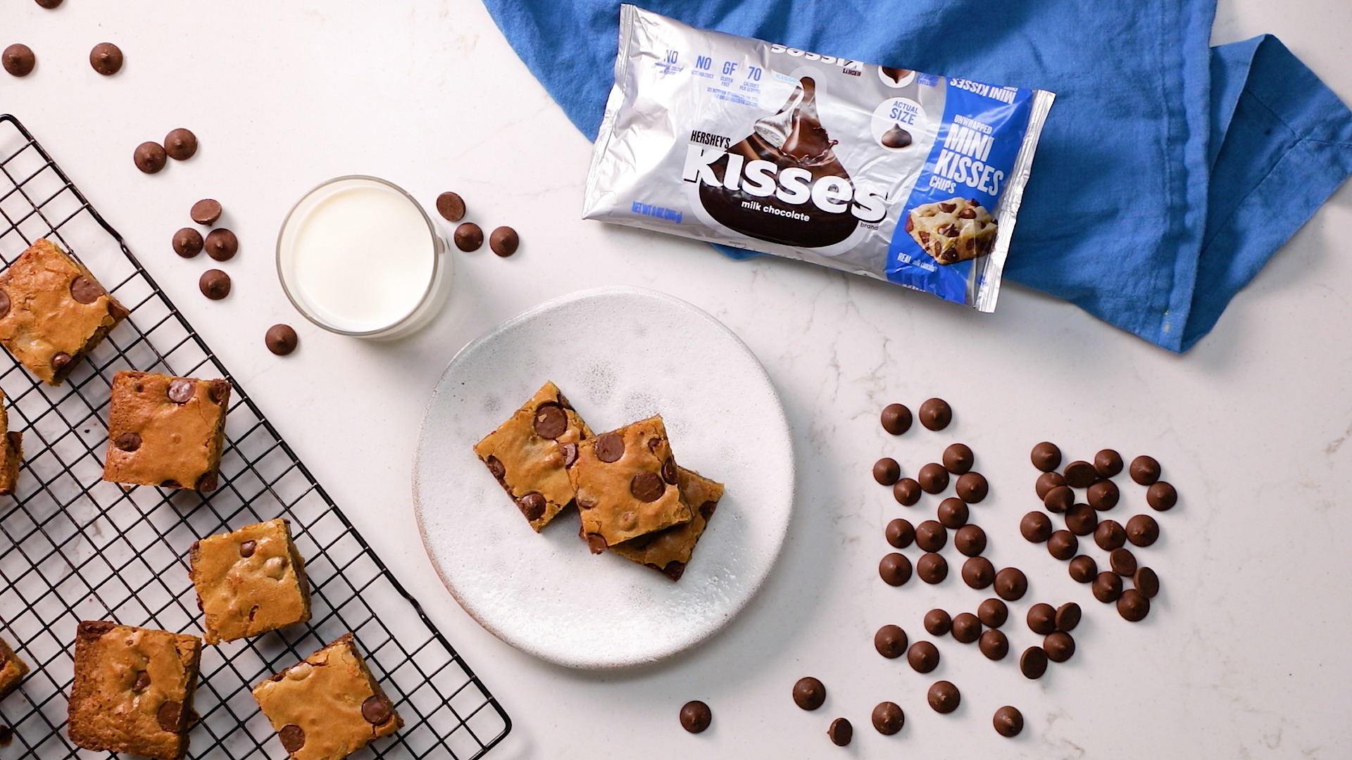 HERSHEY'S Mini Kisses Chewy Blondies | Tastemade