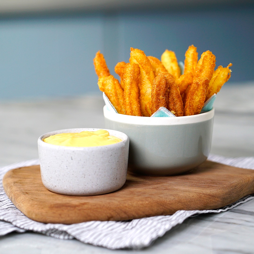 Potato Churros with Cheese Sauce | Tastemade