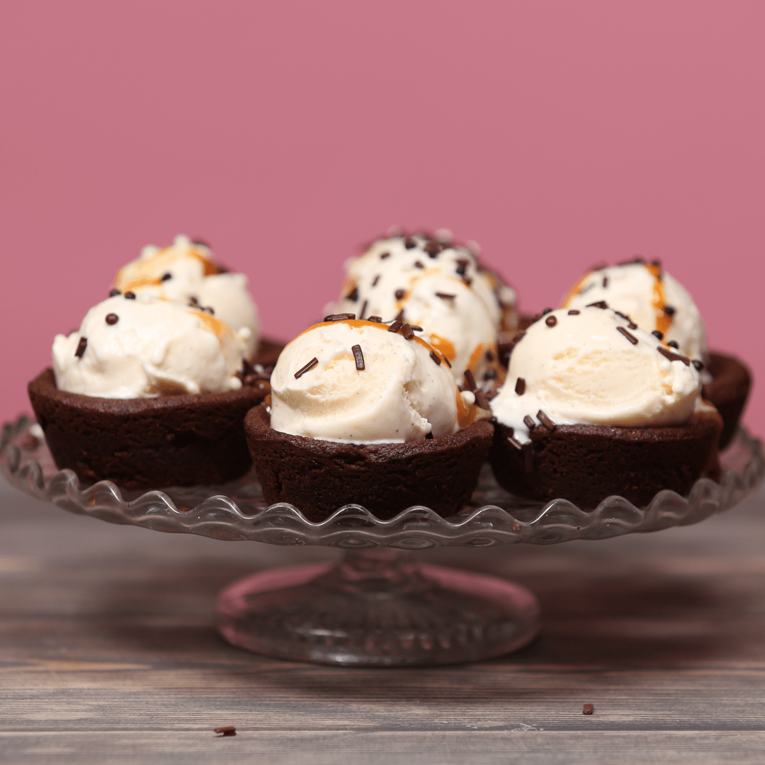 Mini Brownie Bowls For Ice Cream | Tastemade