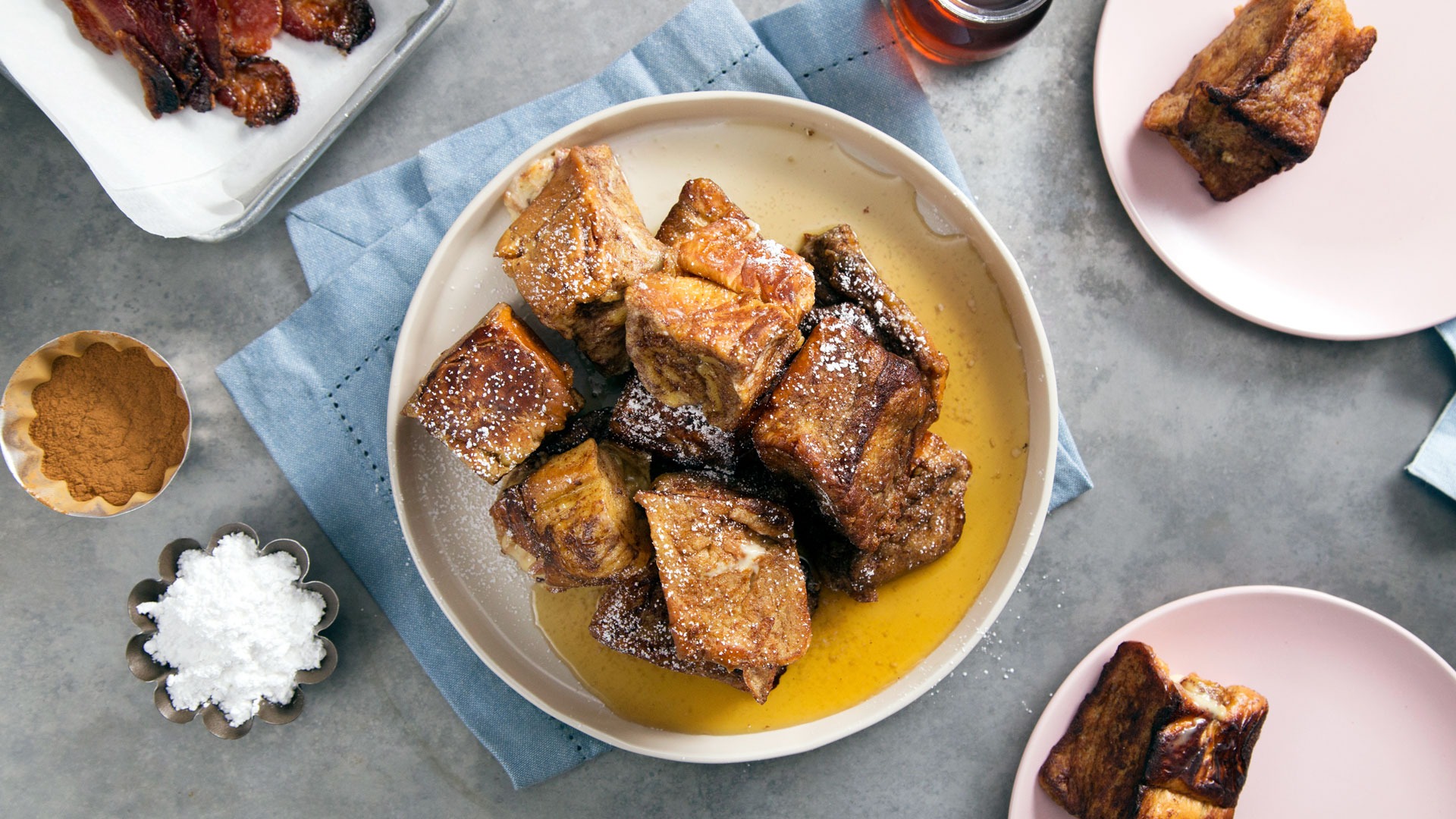 Maple-Bacon Stuffed French Toast Cubes | Tastemade