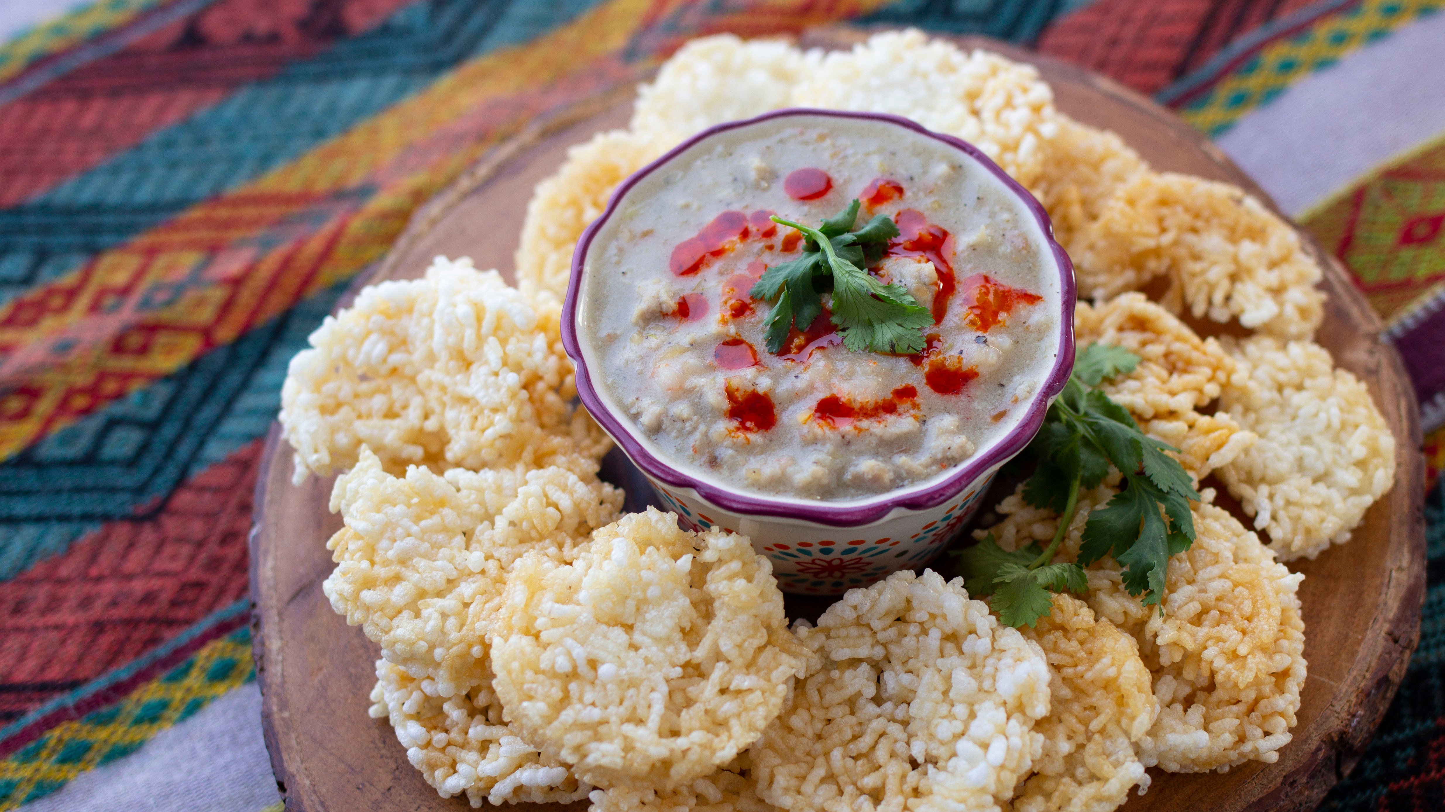 Crispy Rice Cakes with Pork & Shrimp Dip | Tastemade