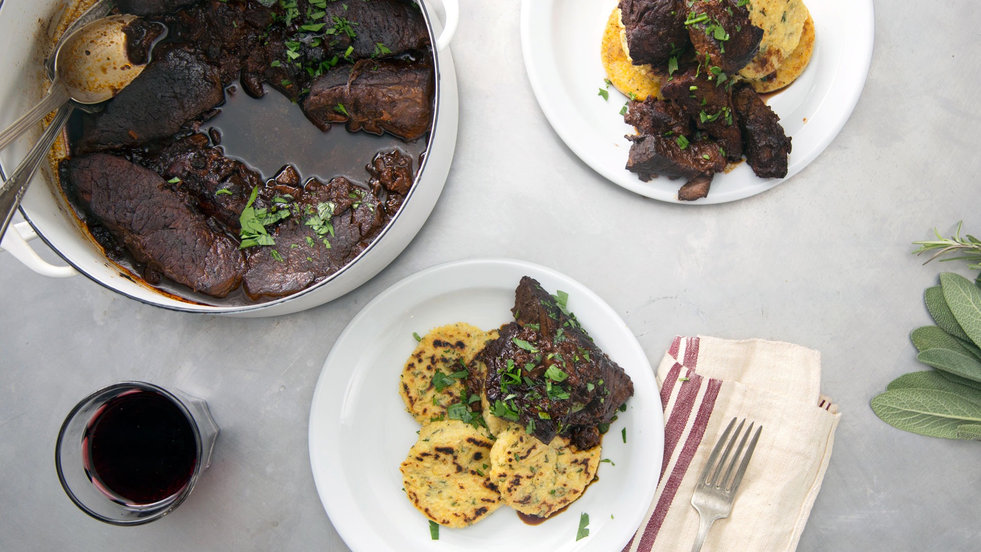 Braised Beef with Polenta Cakes | Tastemade