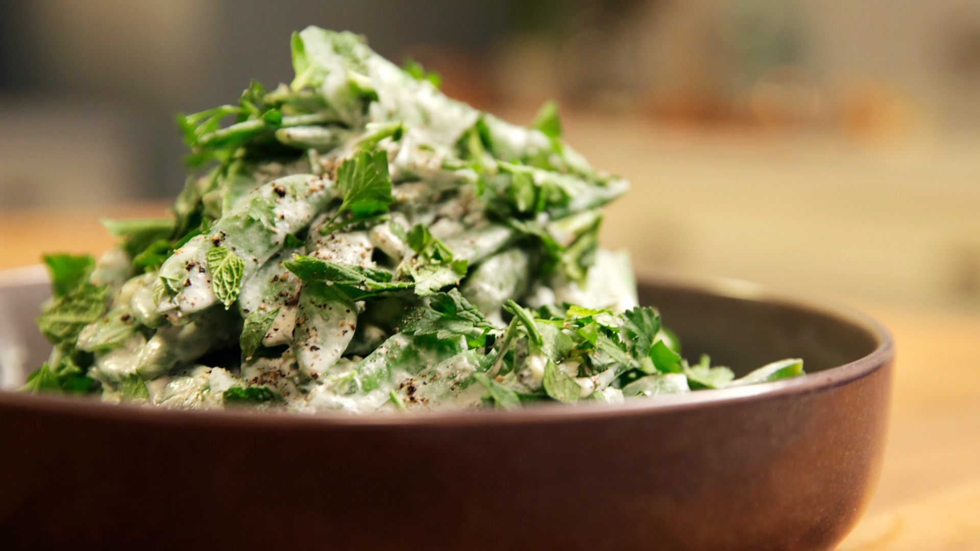 Pea Salad with Crème Fraiche and Mint | Tastemade