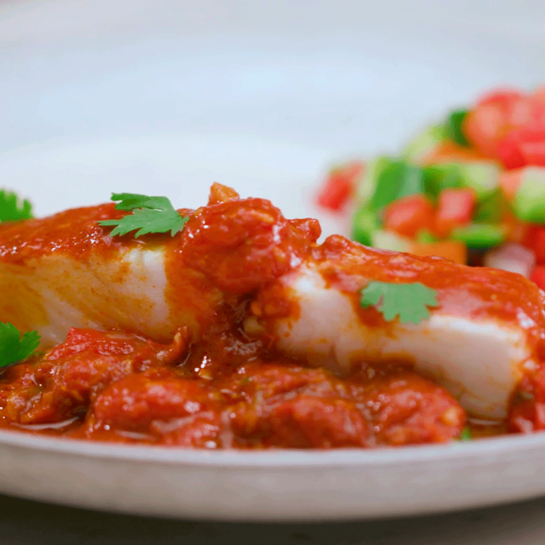 Spicy Fish in Cherry Tomato and Harissa Sauce | Tastemade