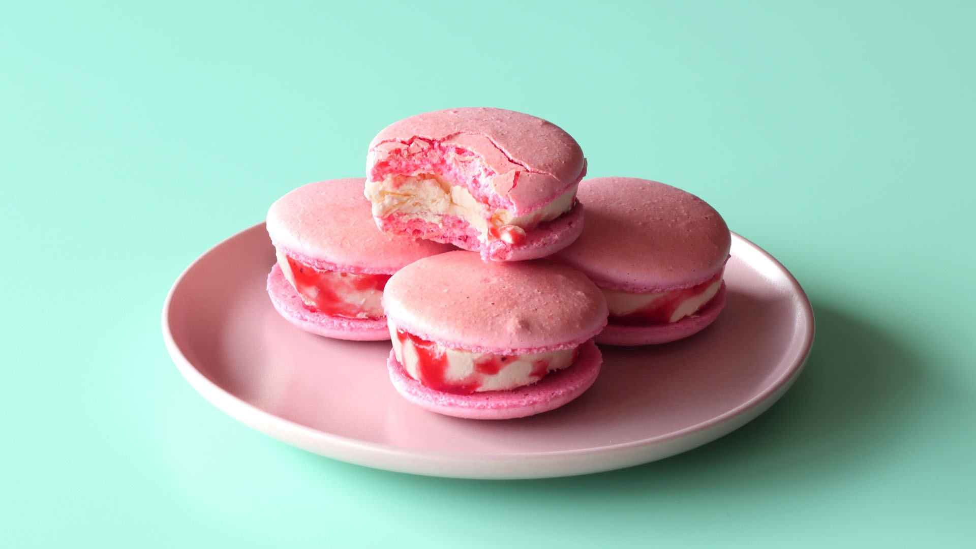 Strawberry Swirl Ice-Cream Macarons | Tastemade