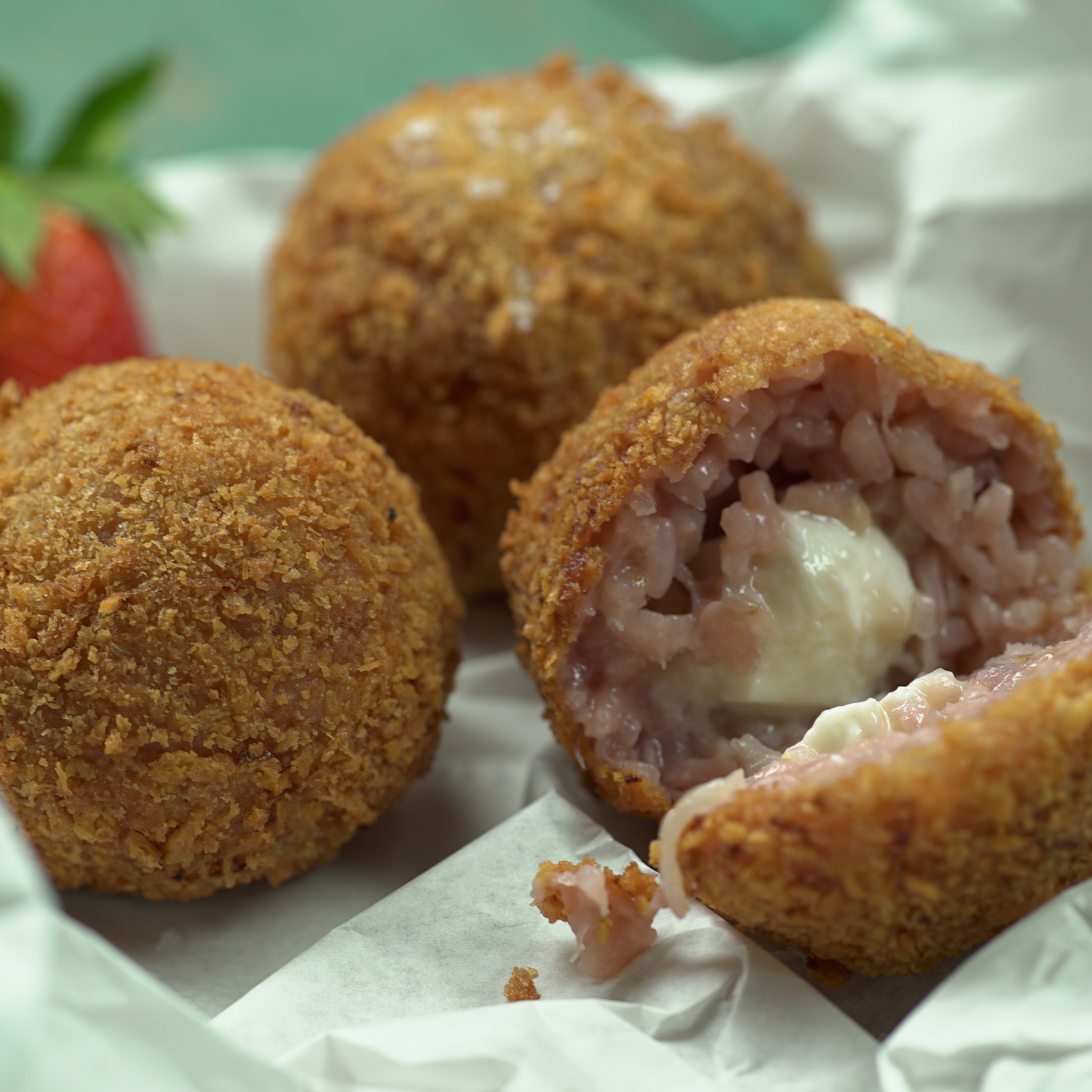 Strawberry Arancini with Mozzarella Centre | Tastemade
