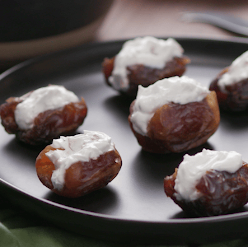 Sweet Dates Stuffed with Garlic Herb and Olive Oil Almonds | Tastemade