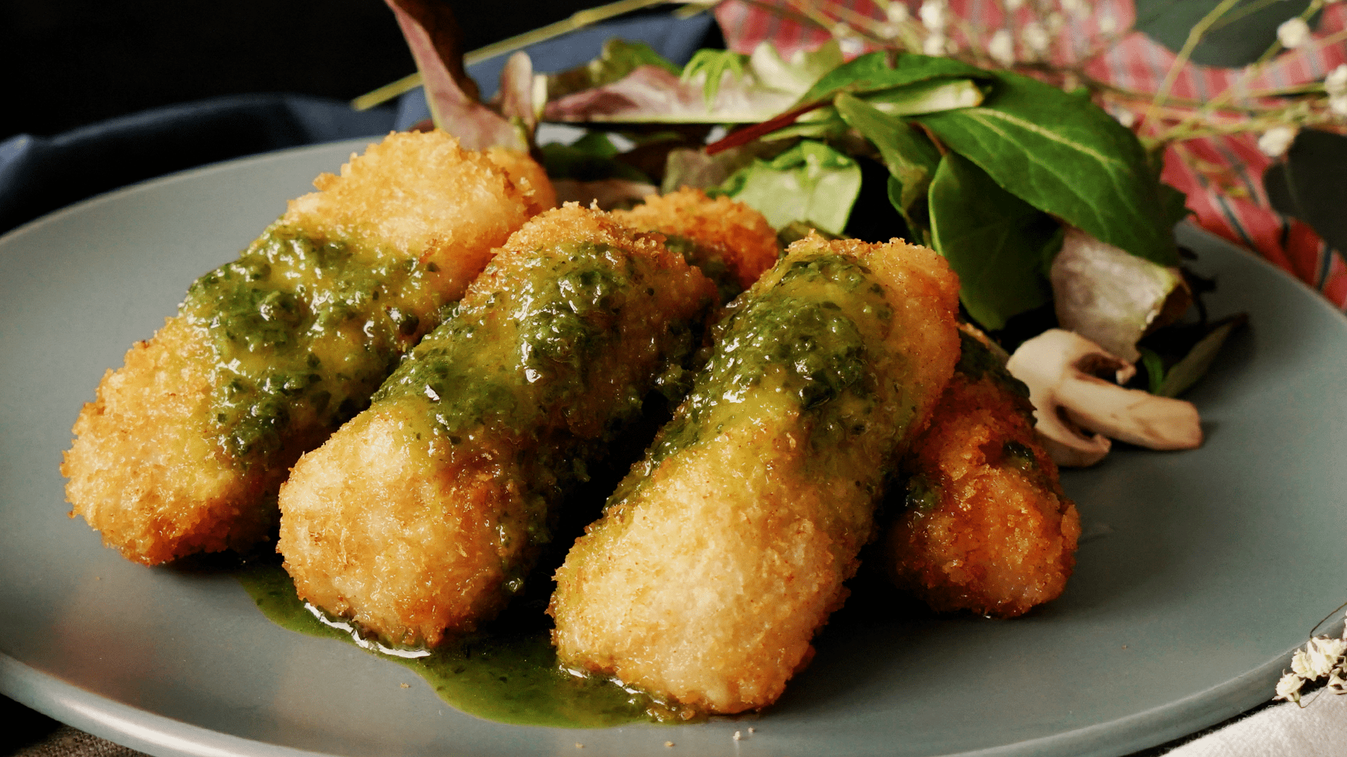 Deep-Fried Cheese Sticks with Basil Sauce | Tastemade
