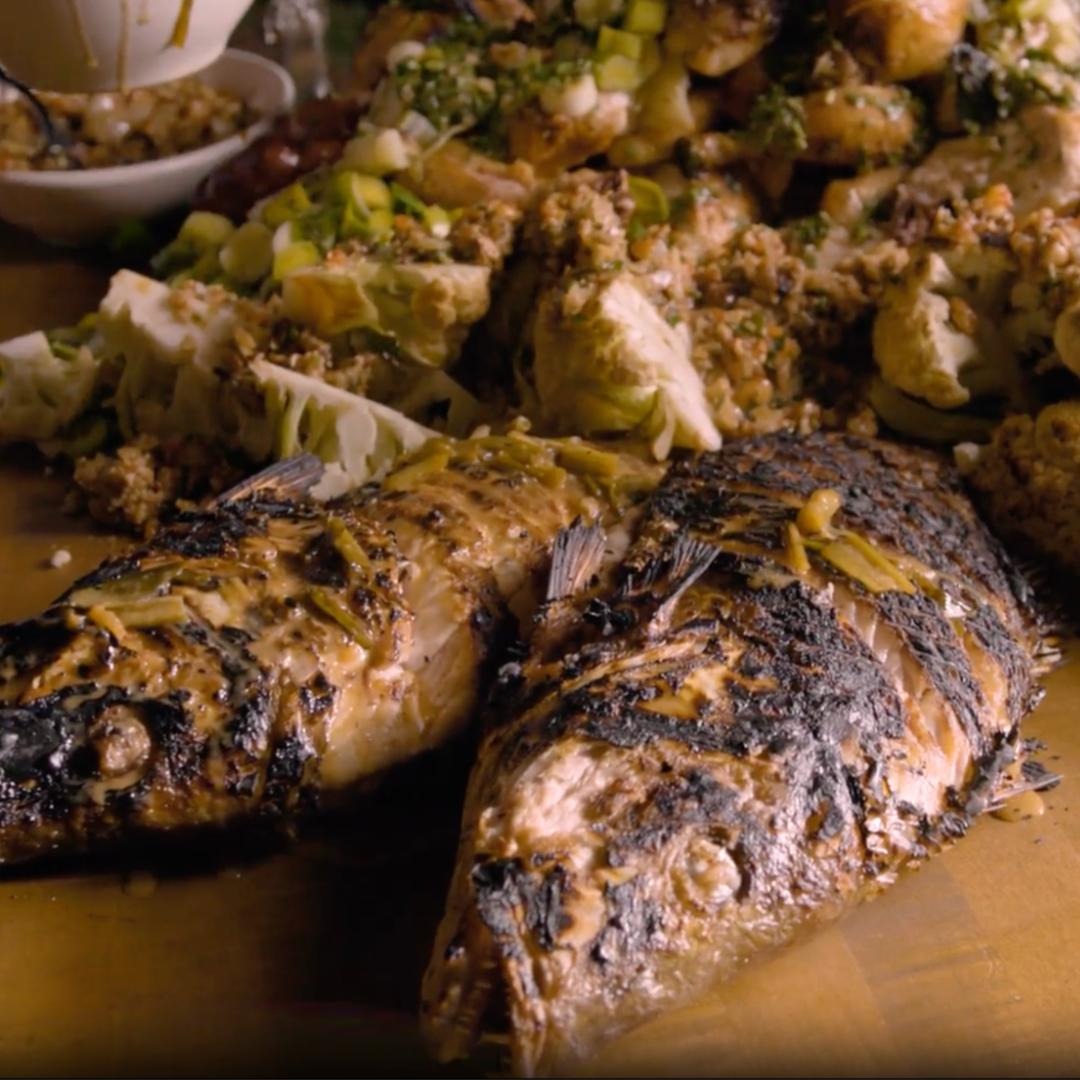 Whole Smoked Fish with Burnt Citrus and Scallion Butter | Tastemade