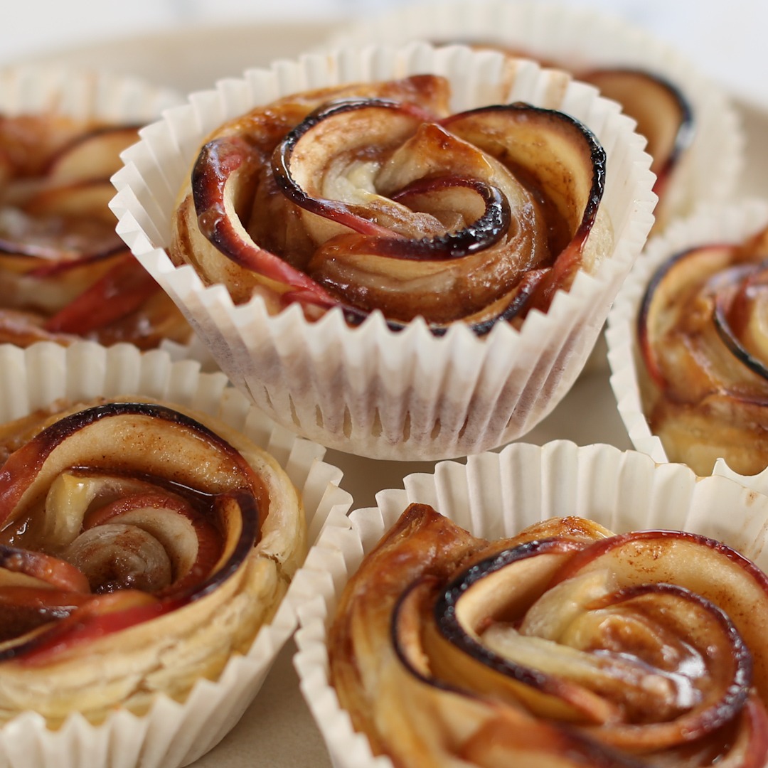 Puff Pastry Rose Apple Rolls with Cinnamon Drizzle | Tastemade