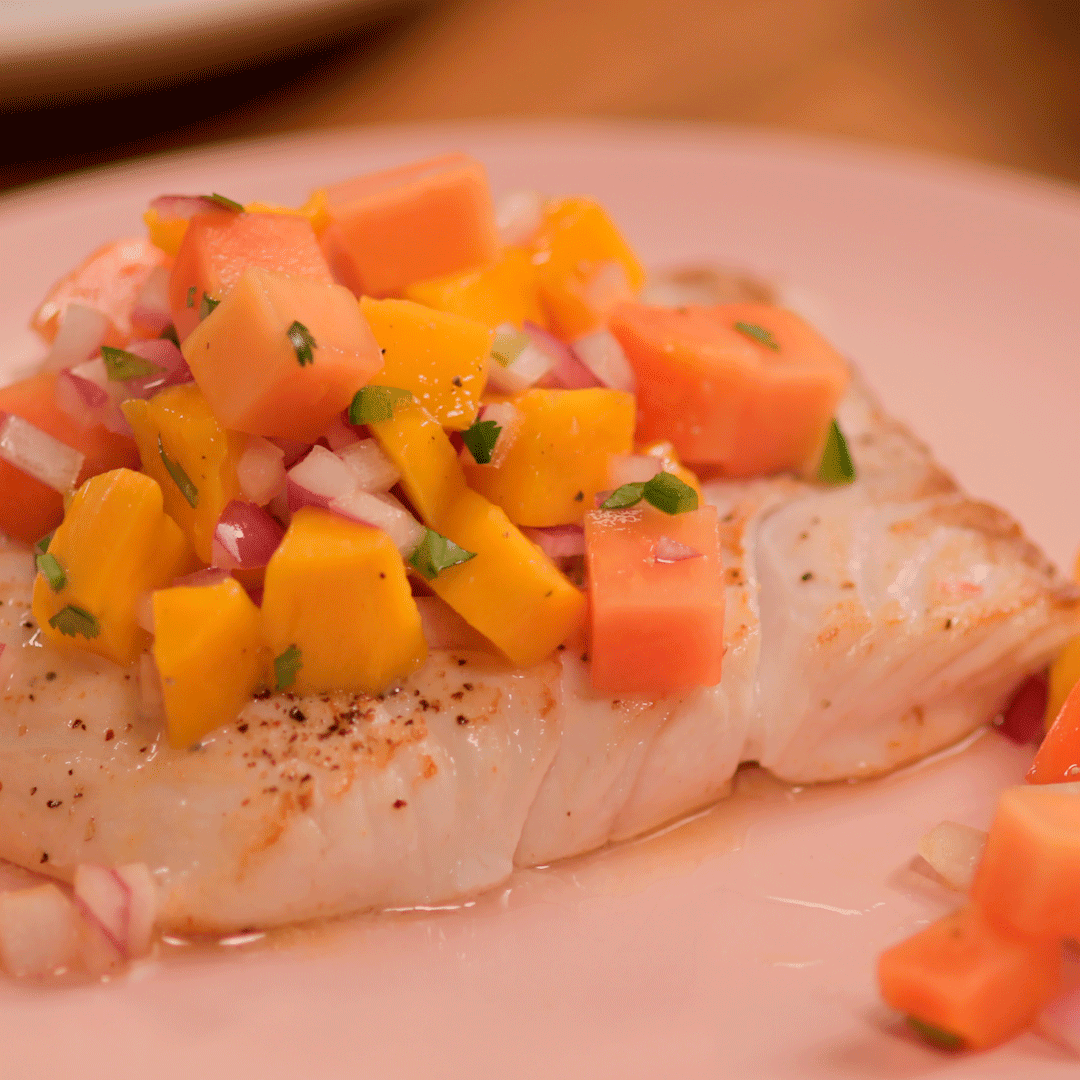 Halibut with Papaya Salsa | Tastemade