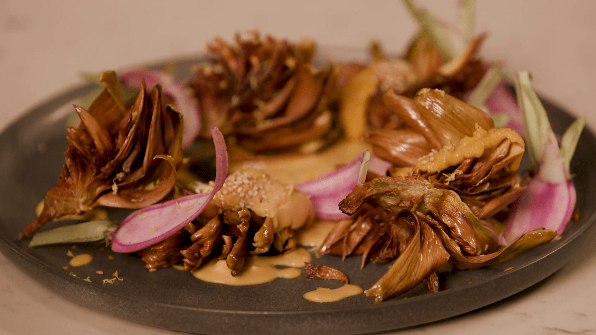 Fried Artichokes with Uni Cream | Tastemade