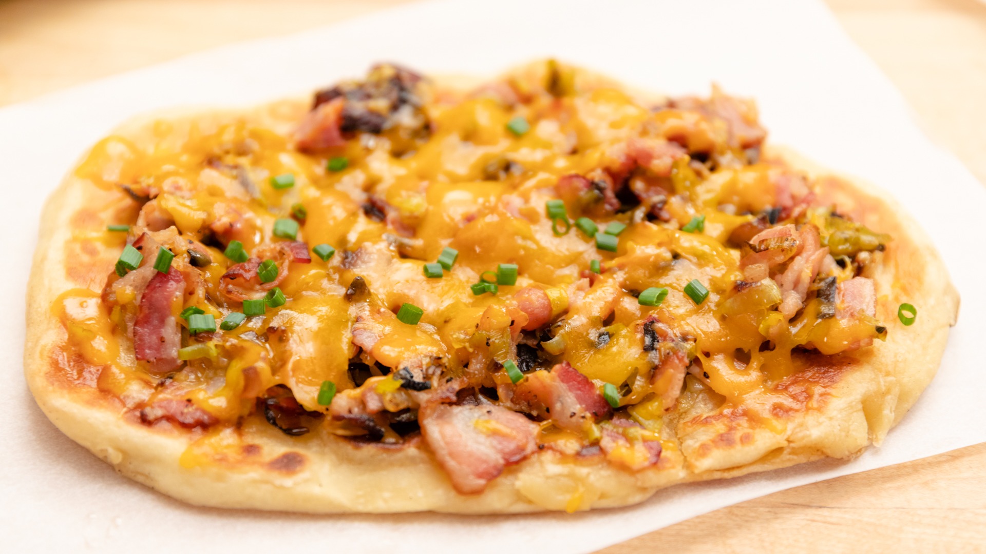 Mashed Potato Flatbread with Cheddar & Bacon | Tastemade