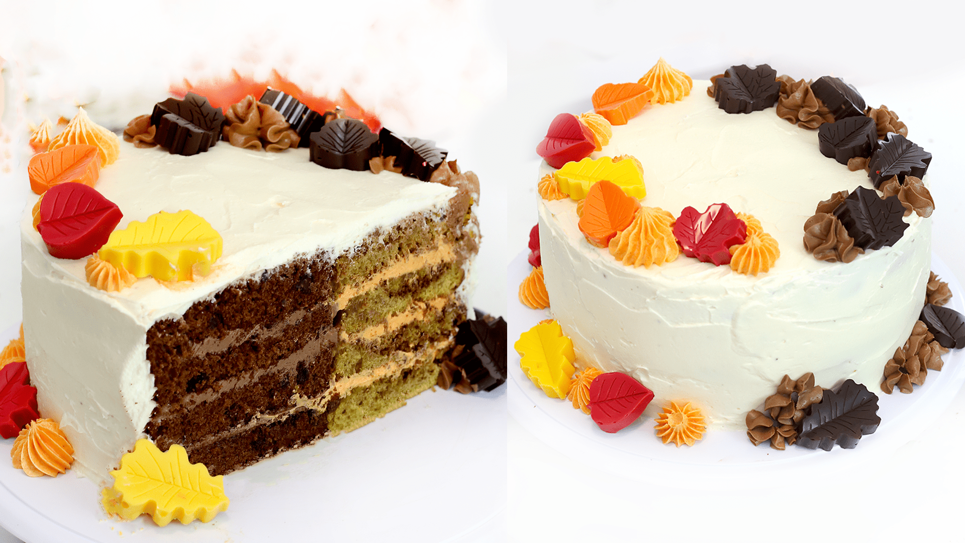 Chocolate and Pumpkin Split Cake | Tastemade