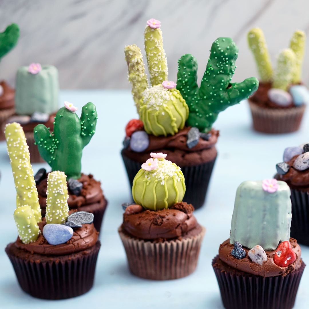 Chocolate Cactus Cupcakes With Chocolate Buttercream 4-Ways | Tastemade