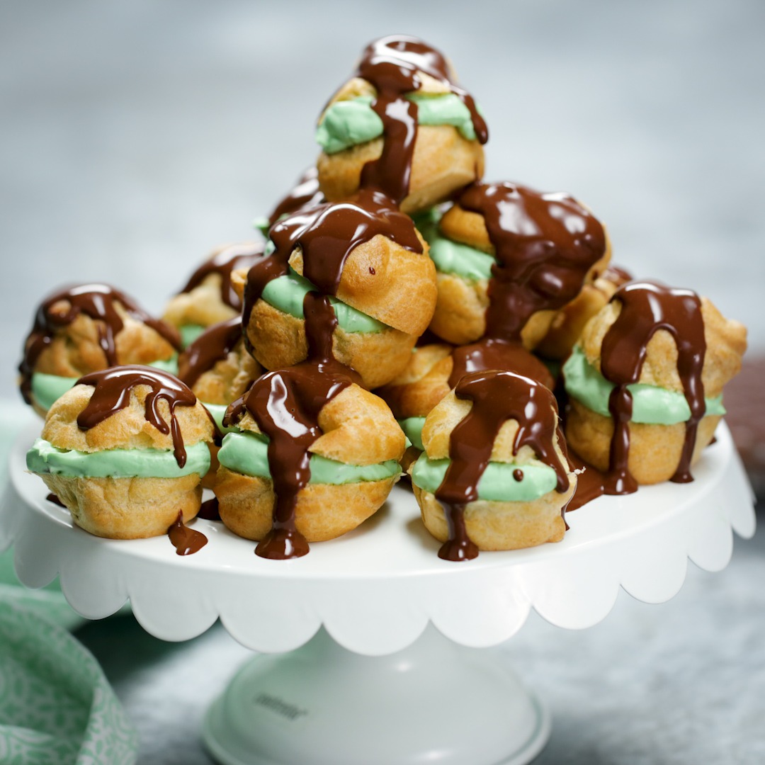 Mint Chocolate Chip Cream Puffs | Tastemade