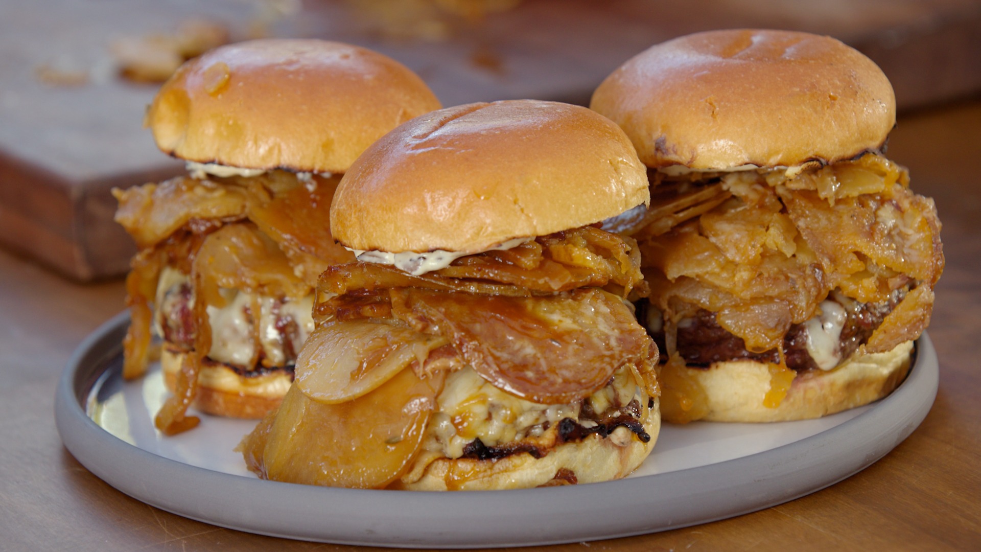 Dry-aged Beef Burger with Boulangère Potatoes and Truffled Dijon Mayo ...