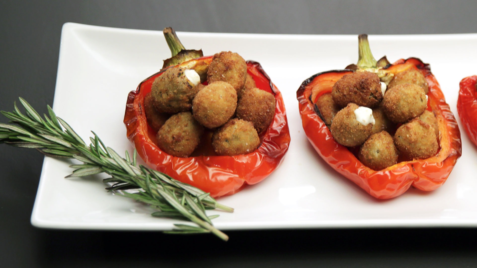 Fried Olives in Roasted Red Peppers | Tastemade