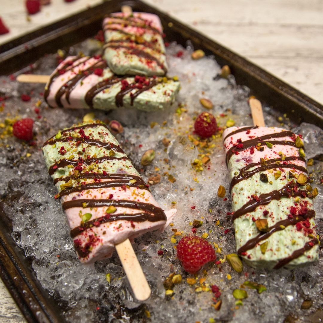 Pistachio Raspberry Ice Cream Pops | Tastemade