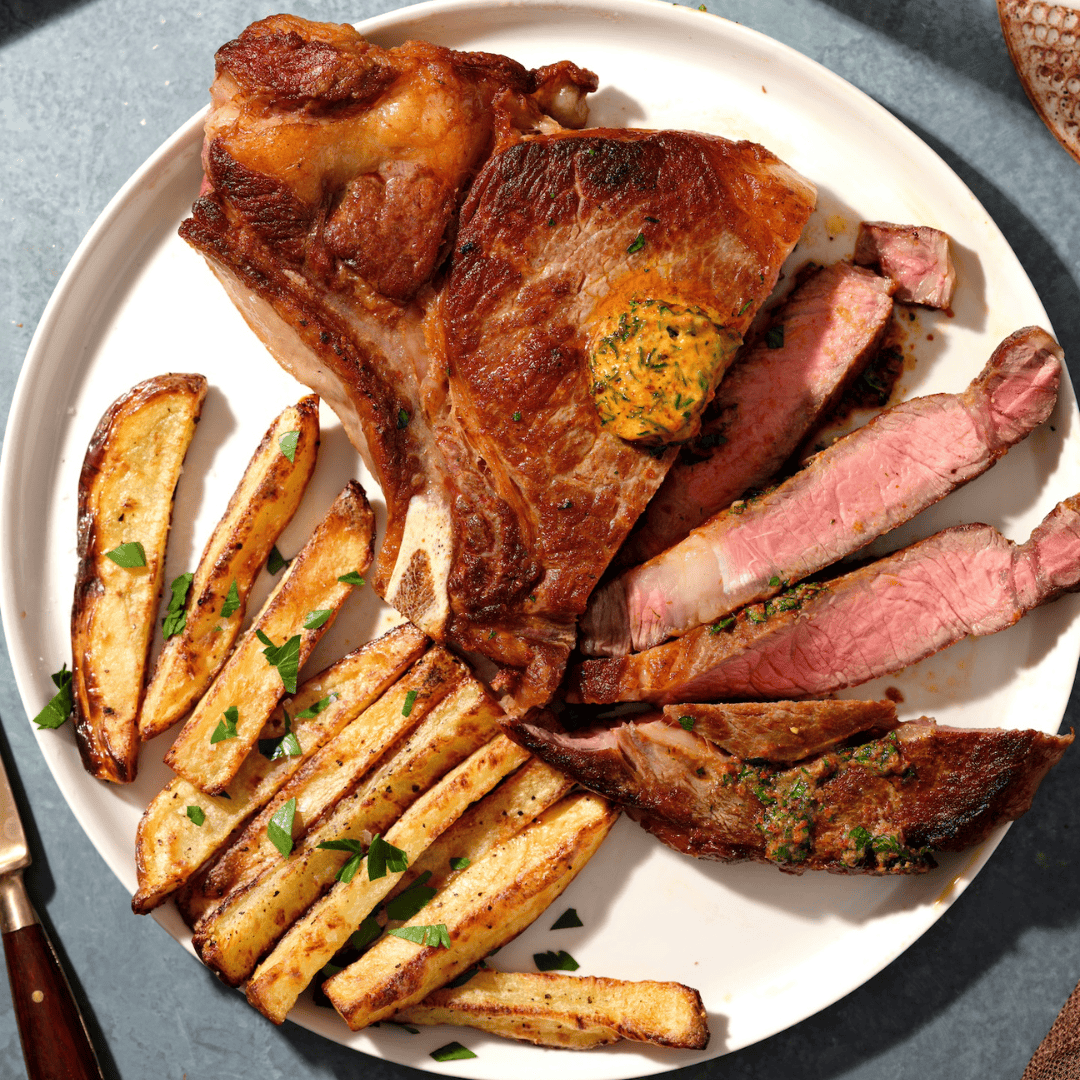 Rib Eye Steak with Anchovy Butter and Homemade French Fries | Tastemade
