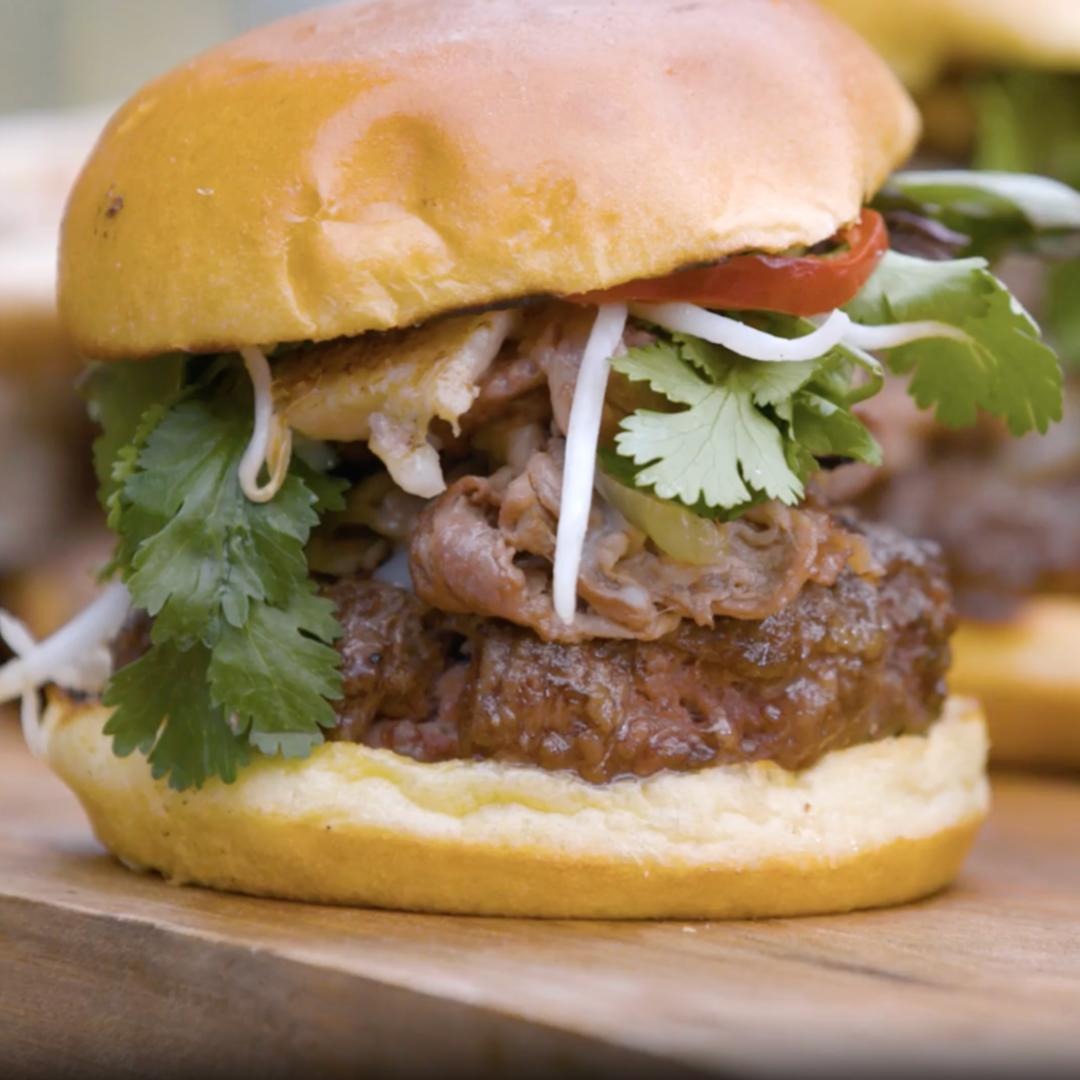 Bone Marrow Pho Burger with Crispy Taro Chips and Pho Dip | Tastemade