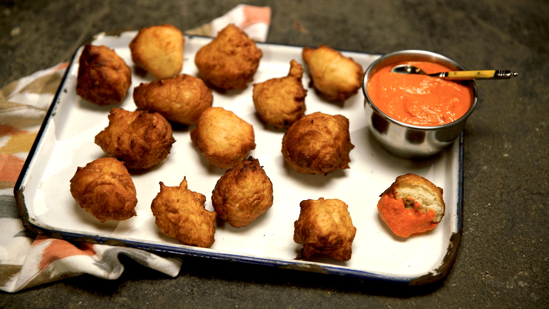 Beignets With Spicy Sauce | Tastemade