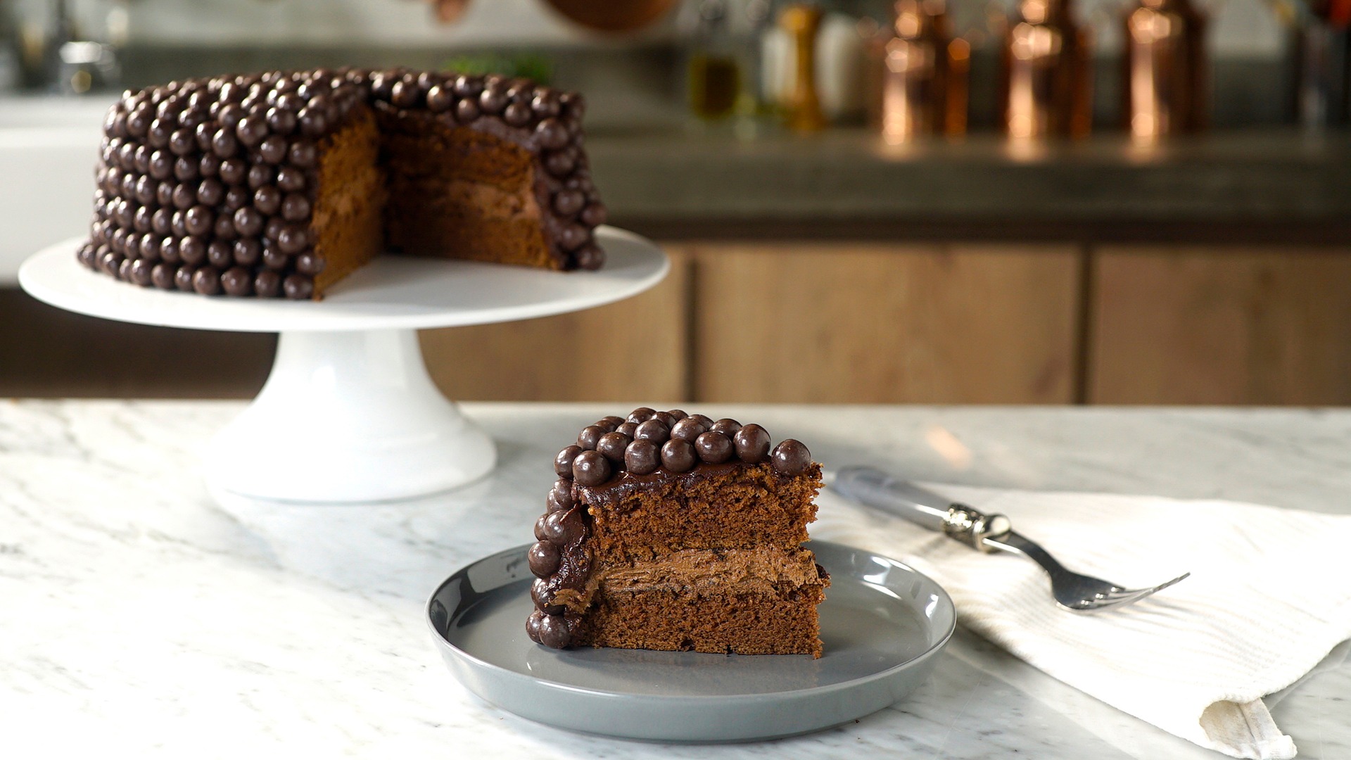 Chocolate Cake with Malted Filling | Tastemade